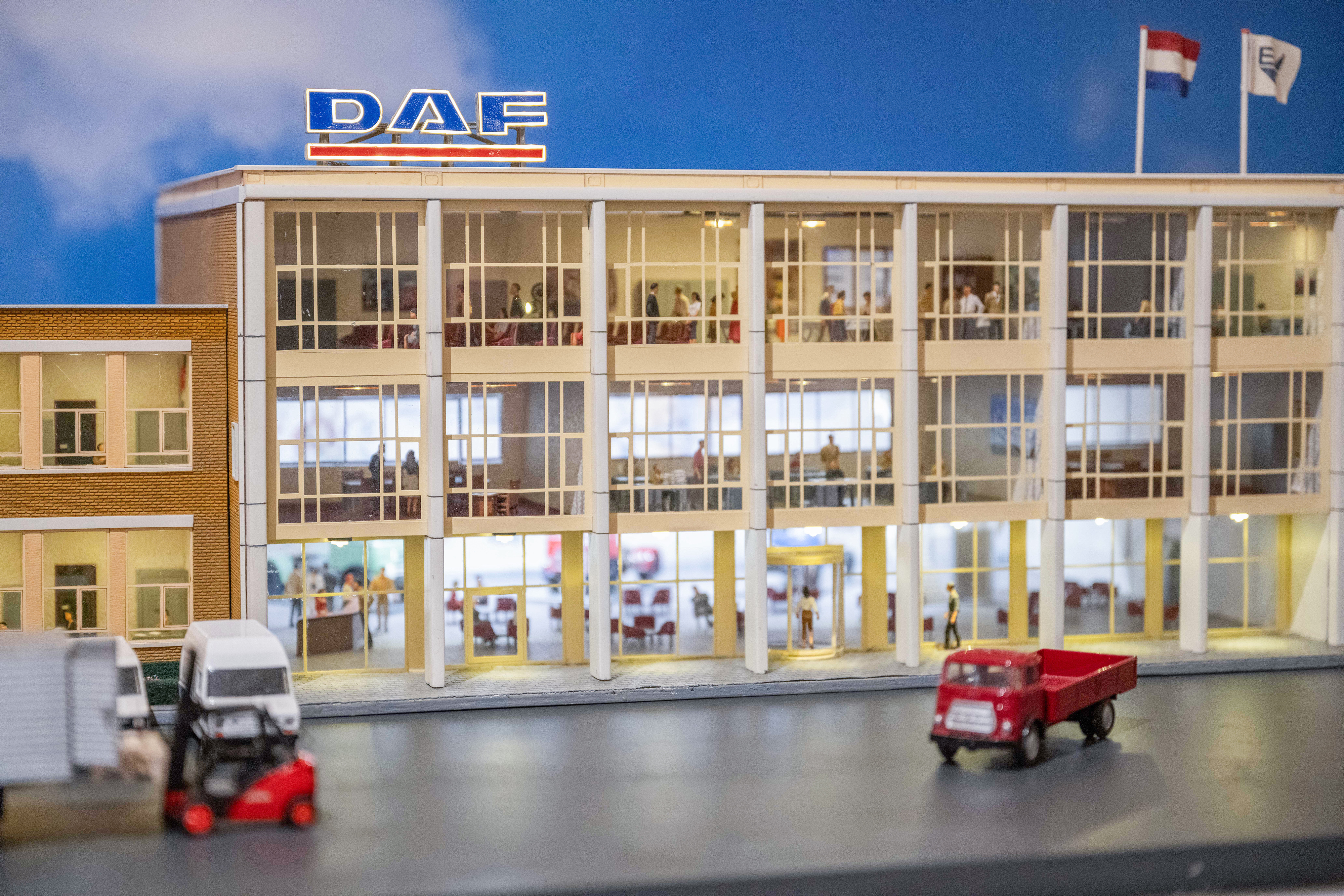 Detailed scale model of DAF main building in DAF Museum - DAF Trucks N.V.